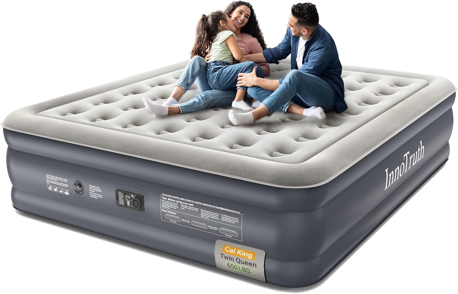 Cal King Air Mattress with Built in Pump, Inflatable Blow up Mattress ...