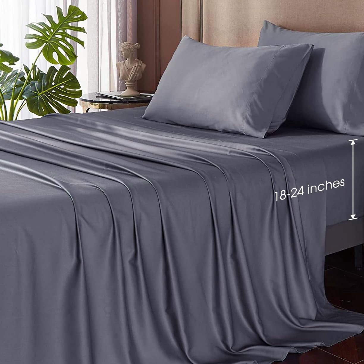 Cal King Bamboo Rayon Sheets, Extra Deep Pockets, Fits 18"-24 ...