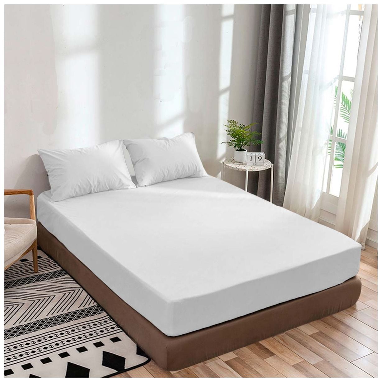 Cal-King Fitted Sheet Only, Softest 400 Thread Count 100% Cotton Sateen ...