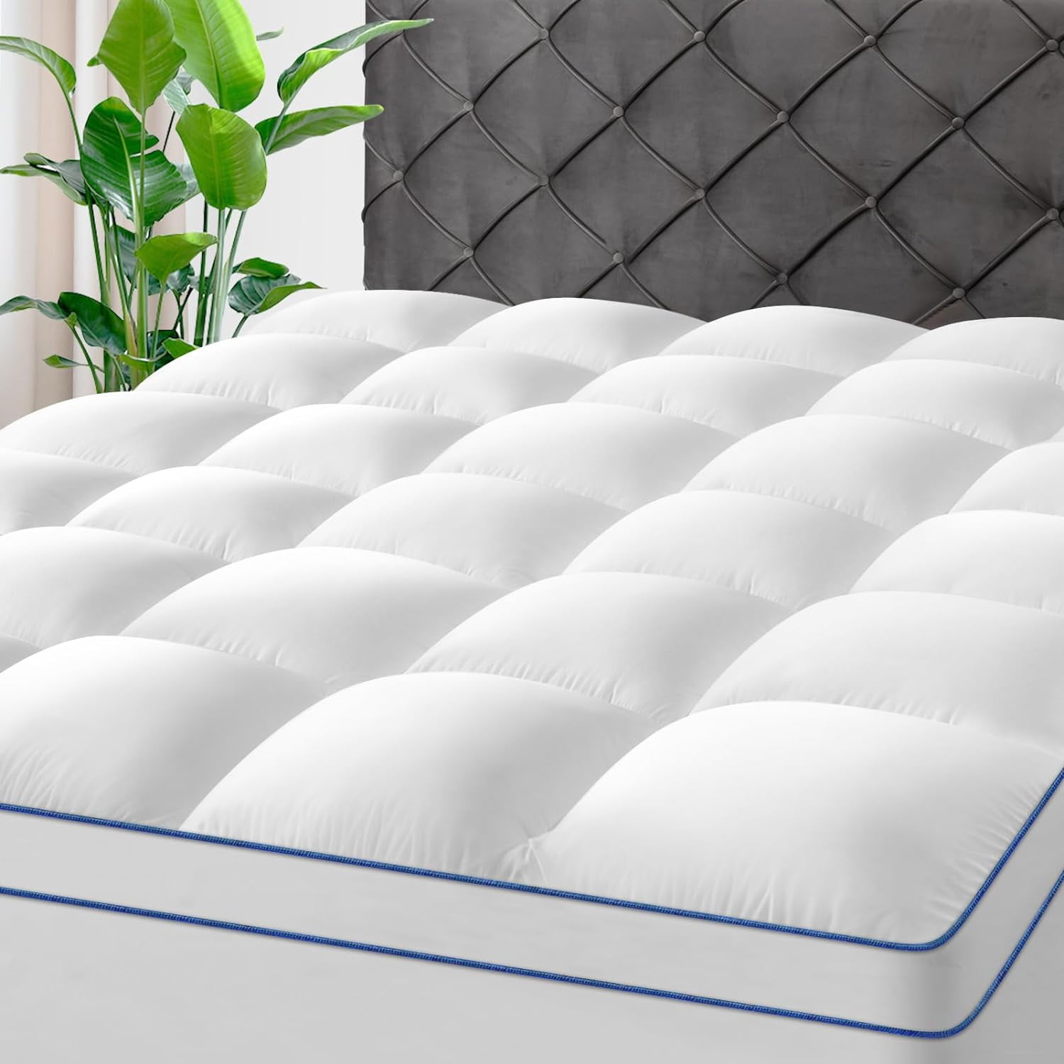 Cal King Mattress Topper,Extra Thick Mattress Pad Cover for Deep Sleep ...