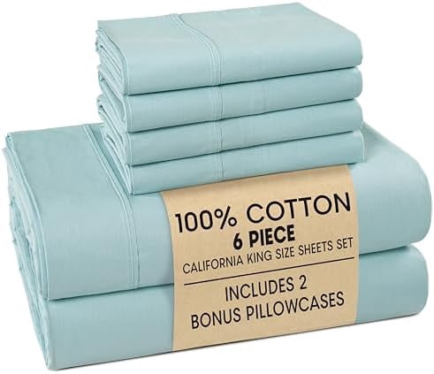 Cal King Sheets Sets – 100% Cotton Cal King Sheets Cooling with 4 ...