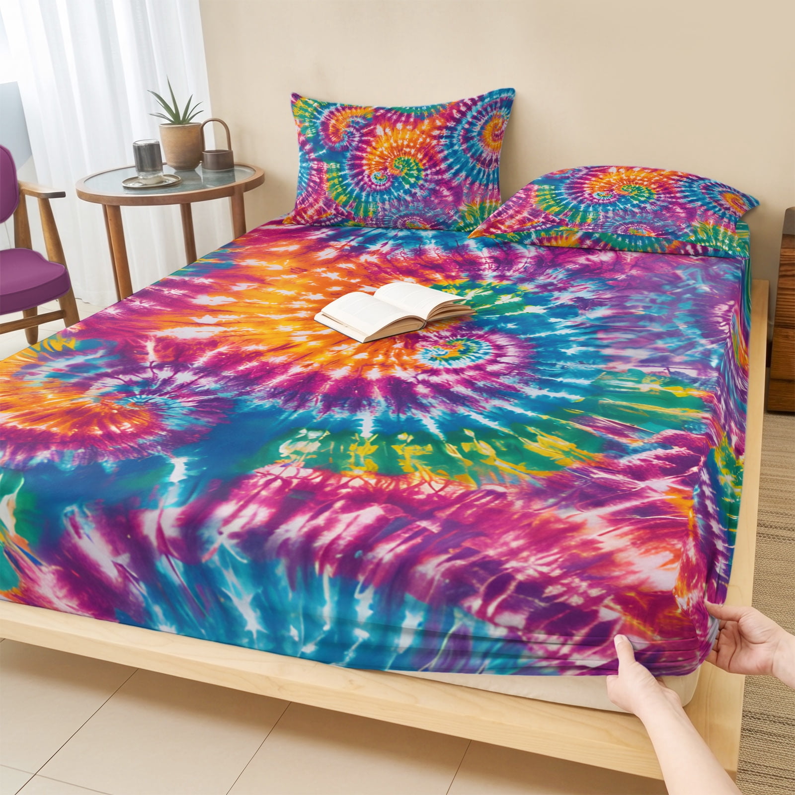 Cal.King Size Fitted Sheet Set - Colorful 3 Piece Bedding Sets 16" Deep ...