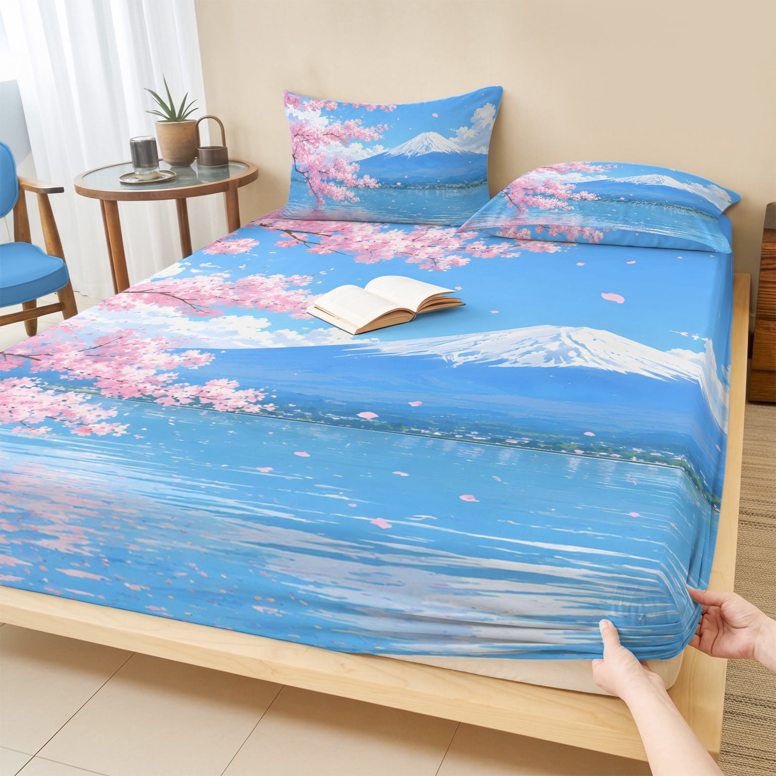 Cal.King Size Fitted Sheet Set - Spring Floral 3 Piece Bedding Sets 16 ...