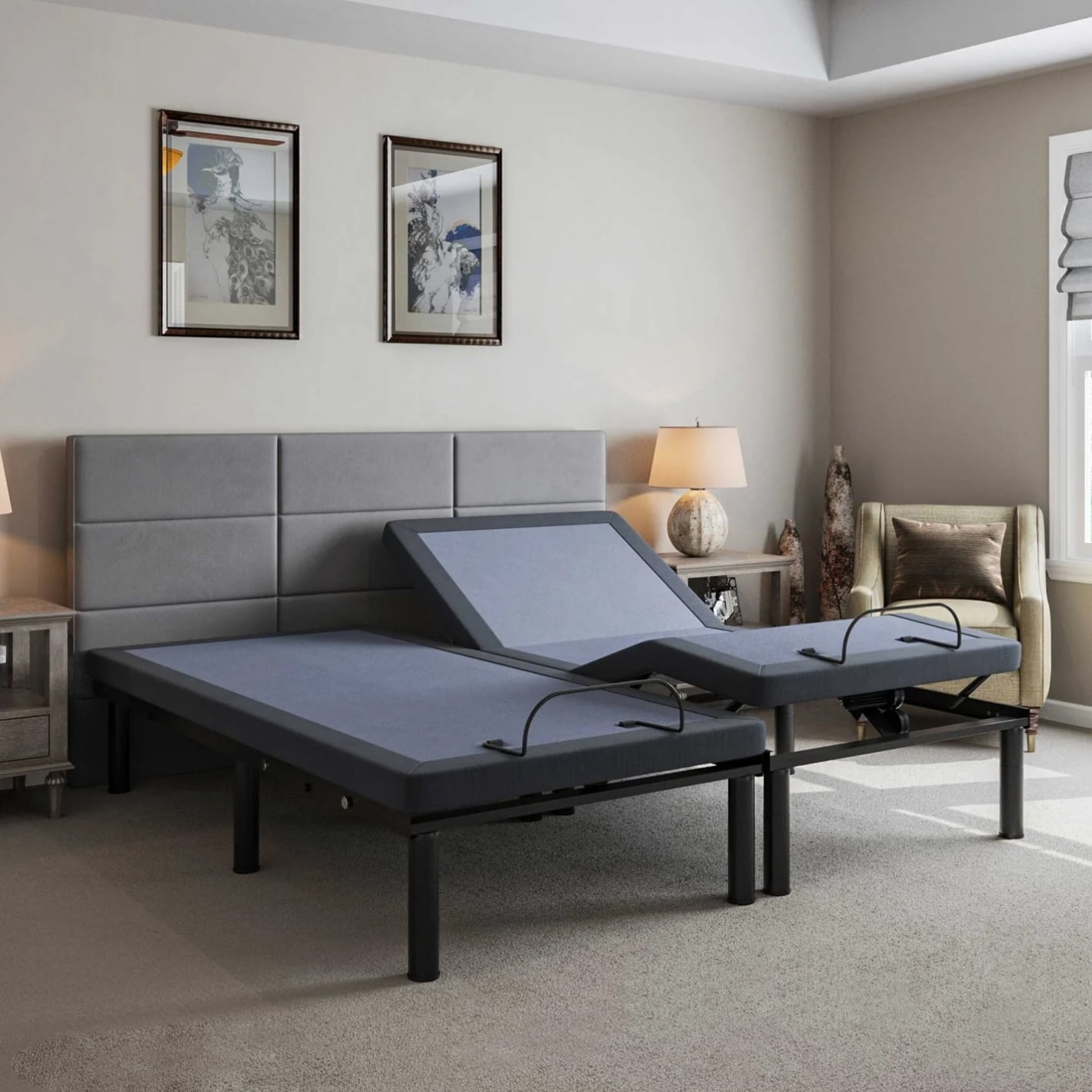 Cal King Split Adjustable Bed Frame with Wireless Remote & Bulit In ...