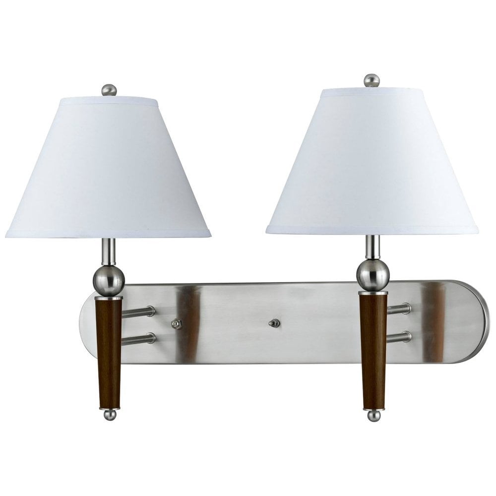Cal Lighting, 60W X 2 Metal Wall Lamp With Hardback Fabric Shade And ...