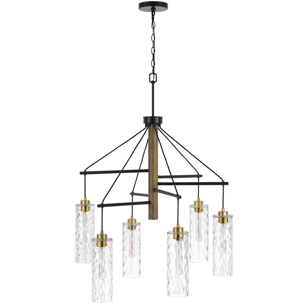 Cal Lighting 60W X 6 Williston Rubber Wood Chandelier With Hanging ...