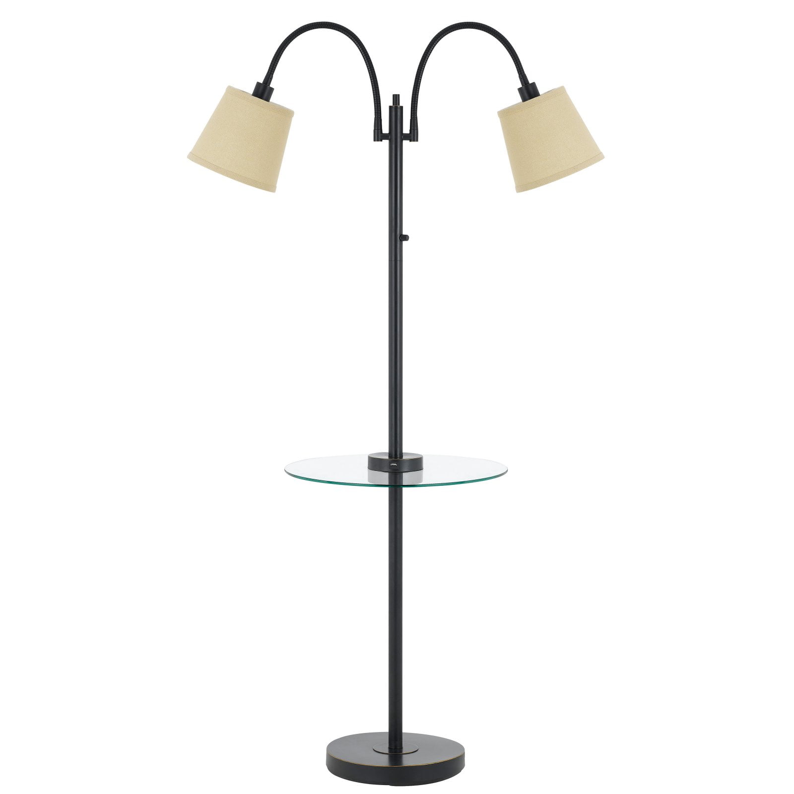 Cal Lighting 40W 3 Way Gailmetal Double Gooseneck Floor Lamp Withglass ...
