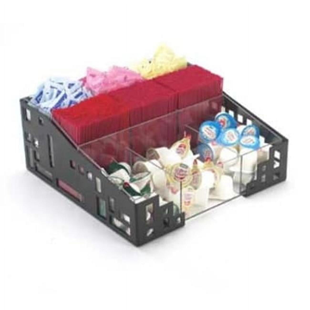 Cal Mil 1616-13 Squared Black Condiment Organizer with Acrylic Dividers ...