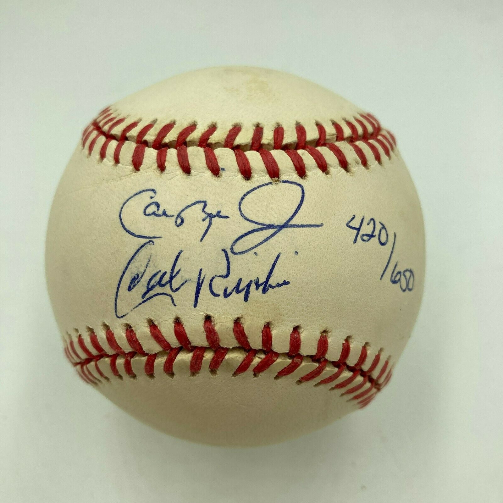 Cal Ripken Jr. Cal Ripken Sr. Signed American League Baseball JSA COA ...