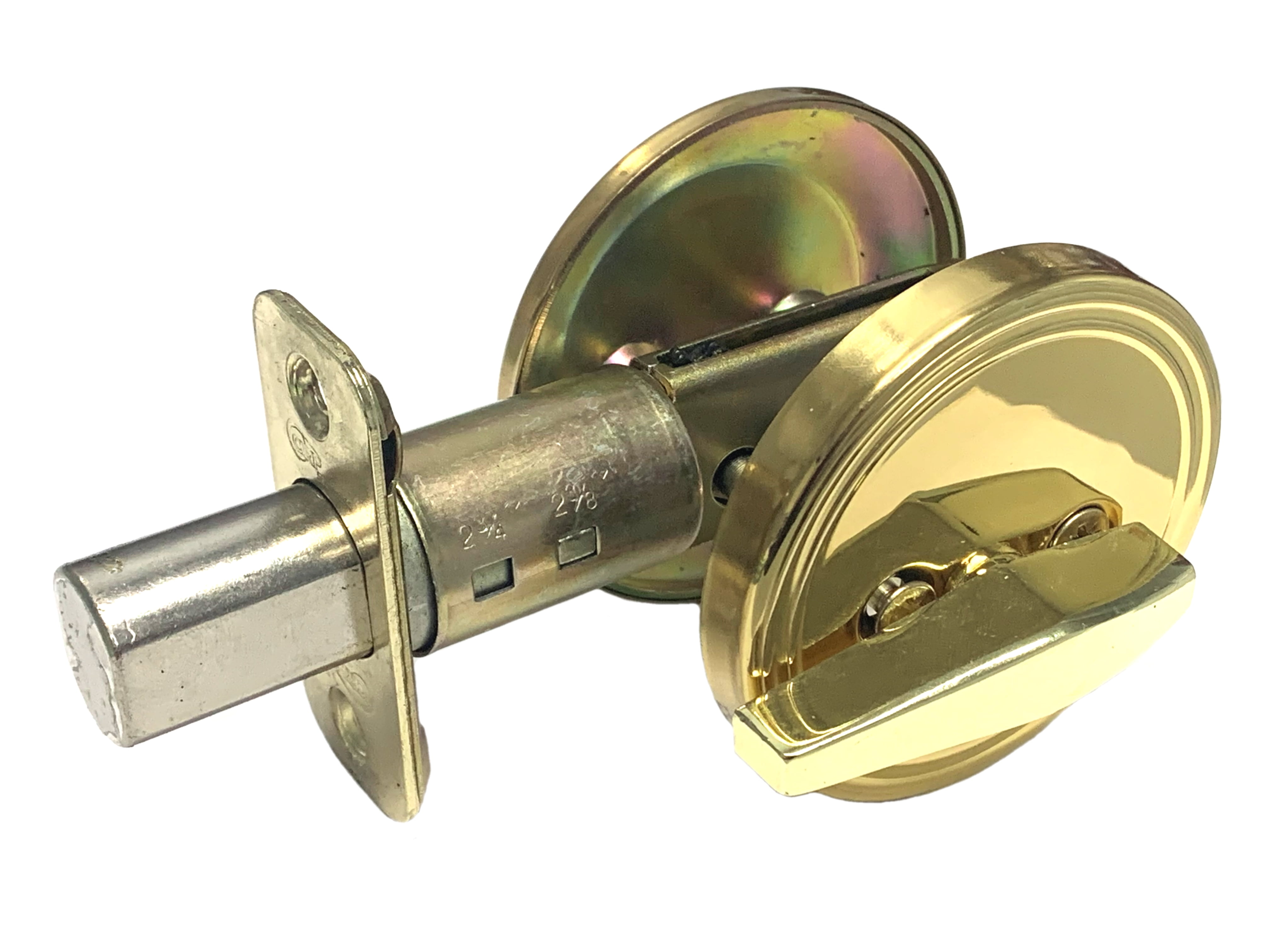 Cal-Royal ID-801 US3 Polished Brass One-Side Deadbolt with Blank Plate ...