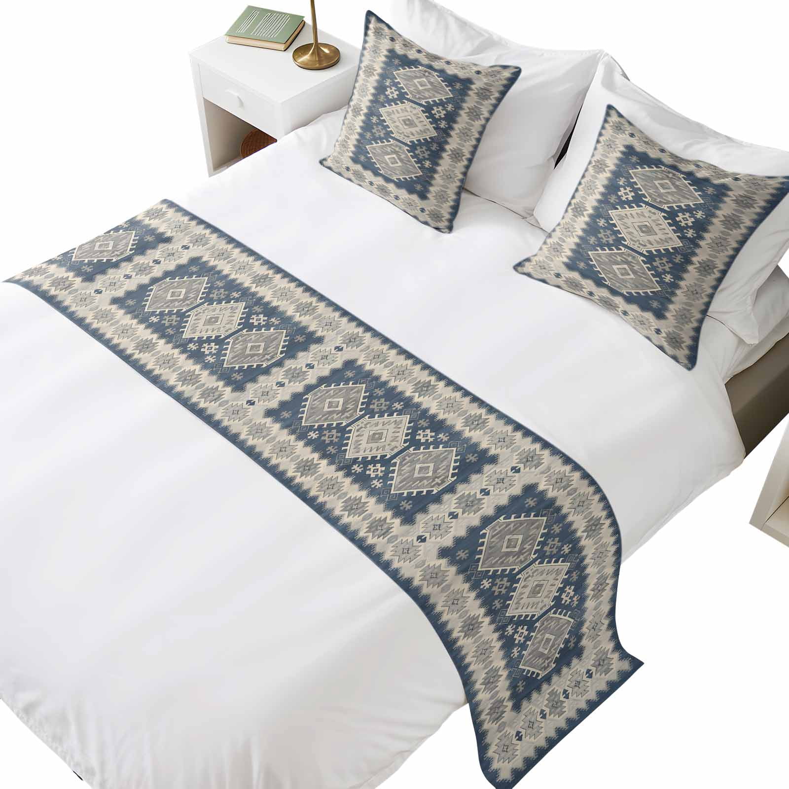 Cal King Size Boho Bed Runner Set 102 x 20 inch Southwest Ethnic ...