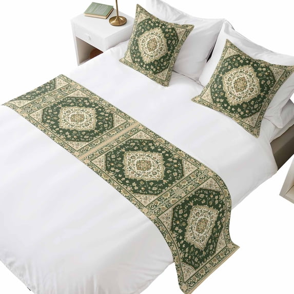 Cal King Size Vintage Ethnic Floral Bed Runner Set 102 x 20 inch Retro ...