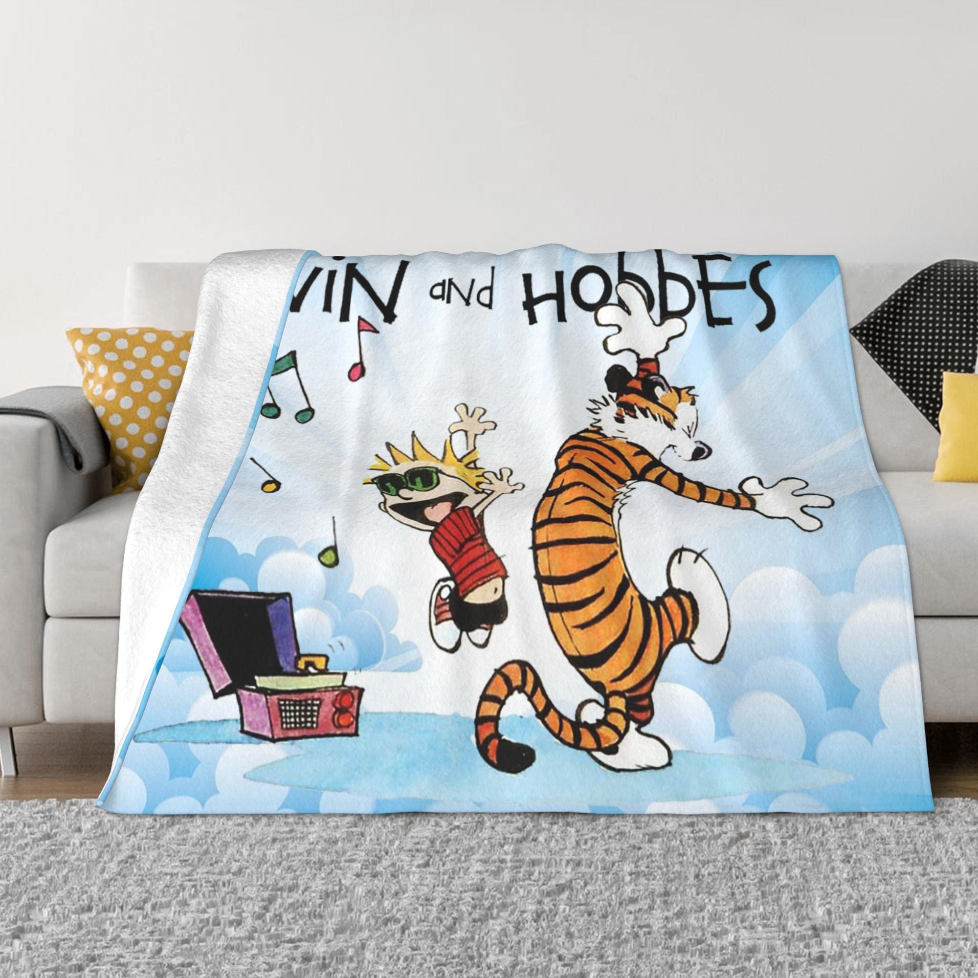 Cal-vin and Ho-bbes Soft Micro Fleece Blanket Throw Lightweight Flannel Blankets for Bed Couch ...