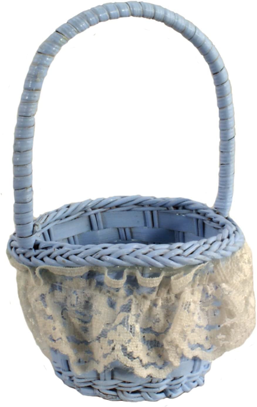 CalCastle Craft 2 Pc Painted Wicker Basket with Lace Decoration Center ...