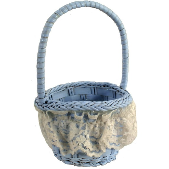 CalCastle Craft 2 Pc Painted Wicker Basket with Lace Decoration Center ...