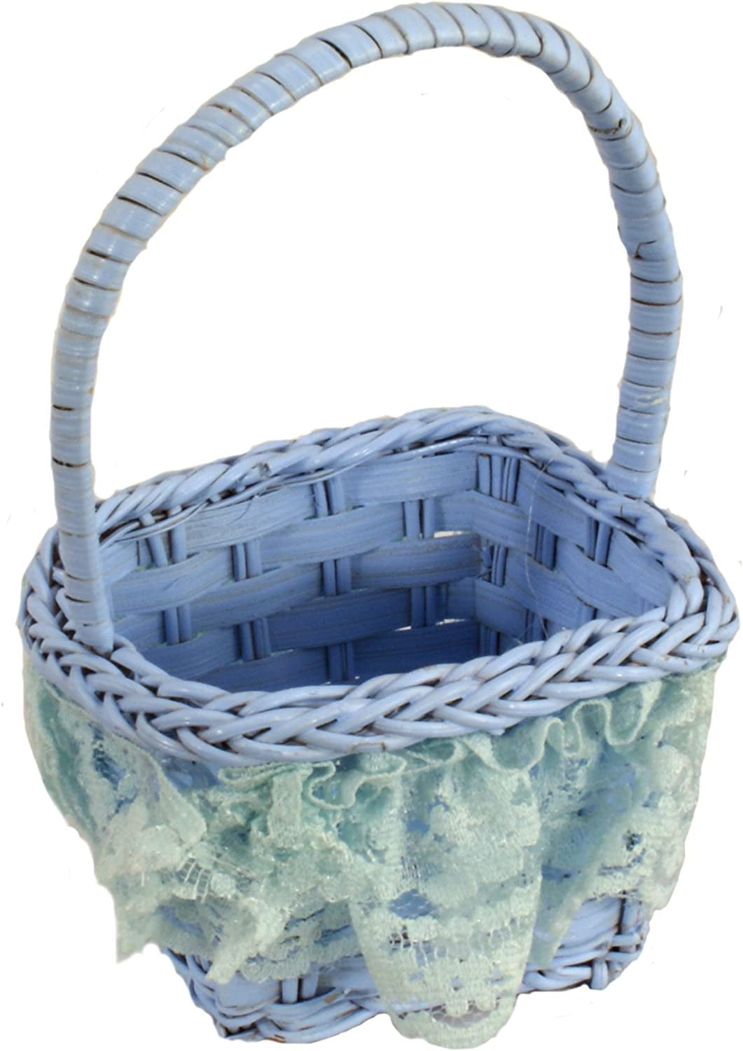 CalCastle Craft 2 Pc Painted Wicker Basket with Lace Decoration Center ...