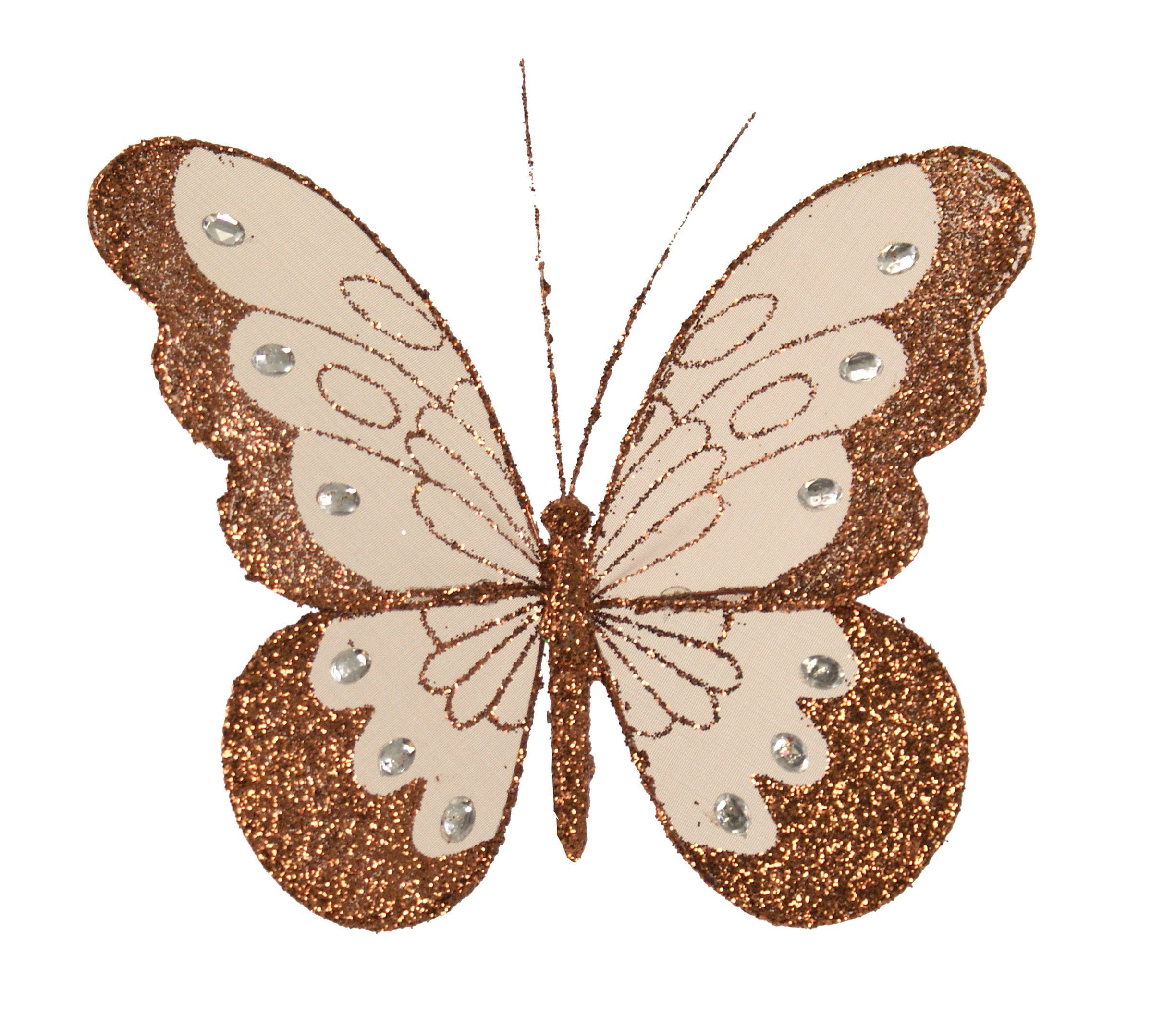 CalCastle Craft 6 Piece 7" Glittered Nylon Butterfly with Back Clip ...