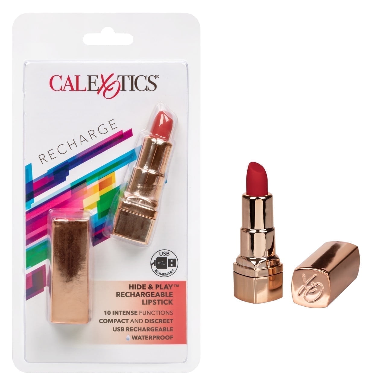 CalExotics Hide & Play Rechargeable Lipstick Bullet Vibrator, Red ...