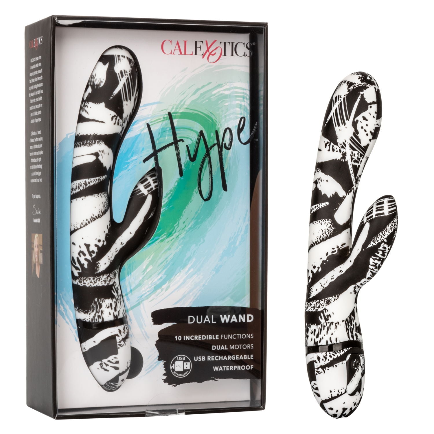 Calexotics Hype 10 Function Dual Motor Dual Contact Wand Rechargeble