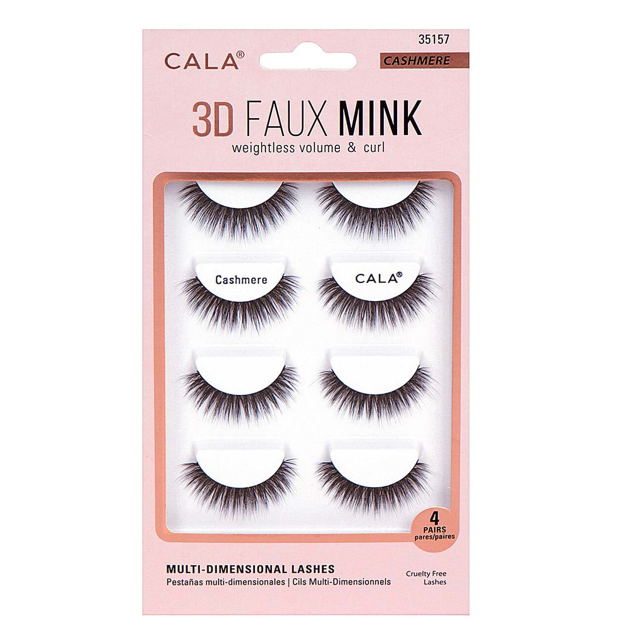 Cala 3D Faux Mink Lashes - 4 Pair Packs - Cashmere (35157) - Walmart.com