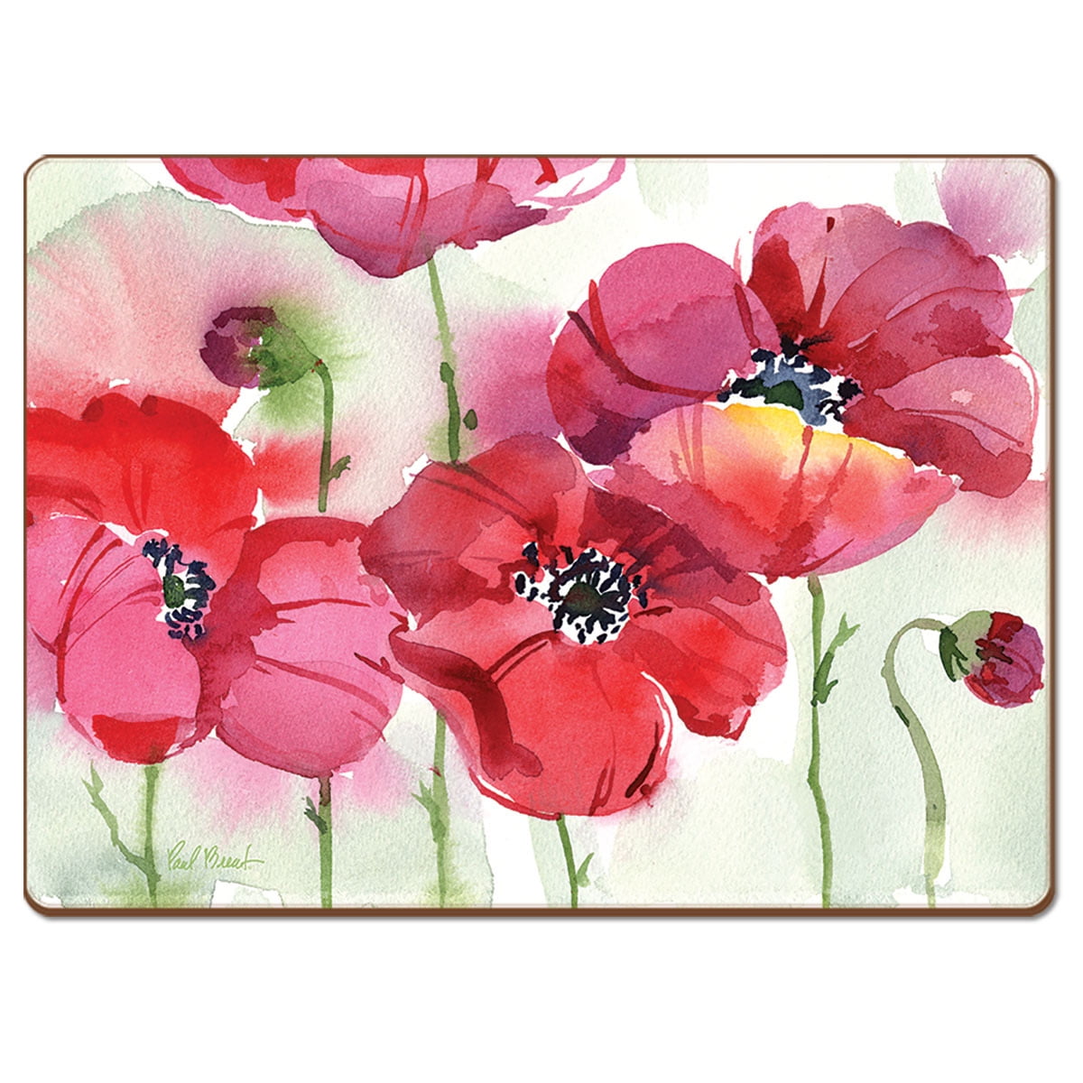 Cala Home "Fresh Poppies" 4 Pack Premium Decorative Hardboard Tabletop ...
