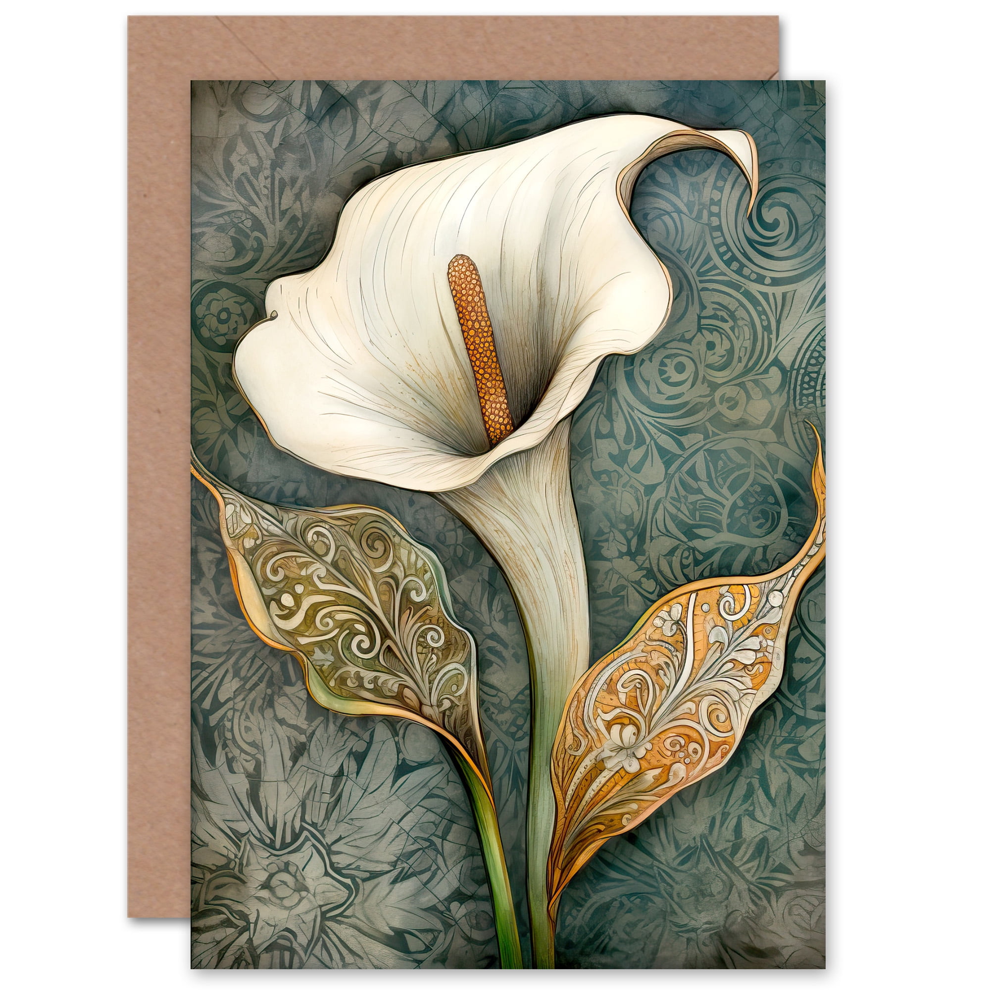 Cala Lily Flower Floral William Morris Style Art Nouveau Wife Her Mum ...