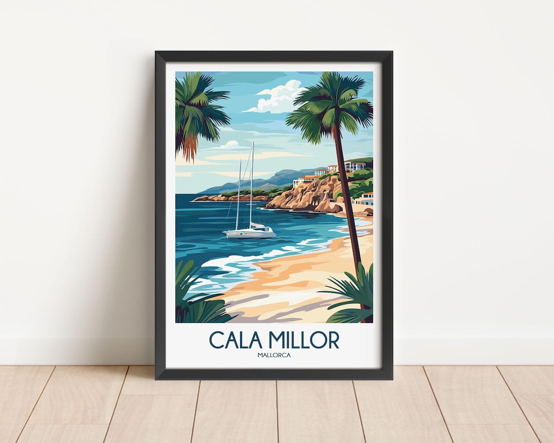 Cala Millor Poster Mallorca Scenic Coastal Art Print, Unframed Poster ...