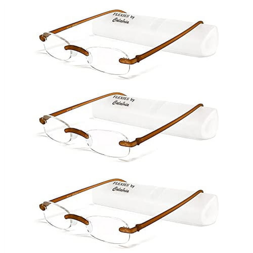Calabria 714 Flexie Oval Rimless Reading Glasses +5.00 Root Beer (3pack ...