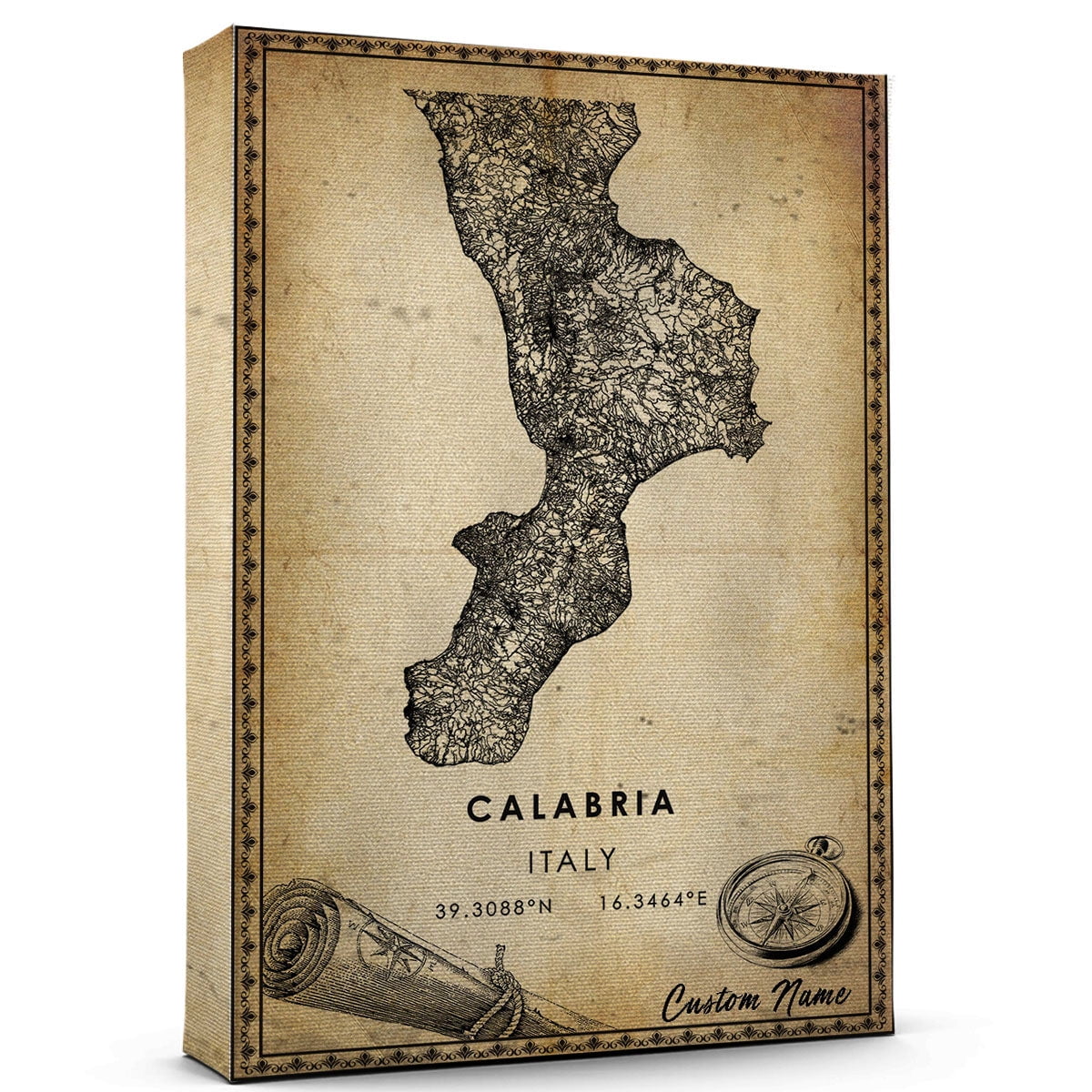 Calabria Map Poster, Italy Map Art Poster, Canvas, Calabria Map City ...