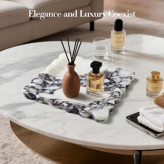 Calacatta Viola Natural Marble Tray, Scalloped Storage Dish, Luxury ...