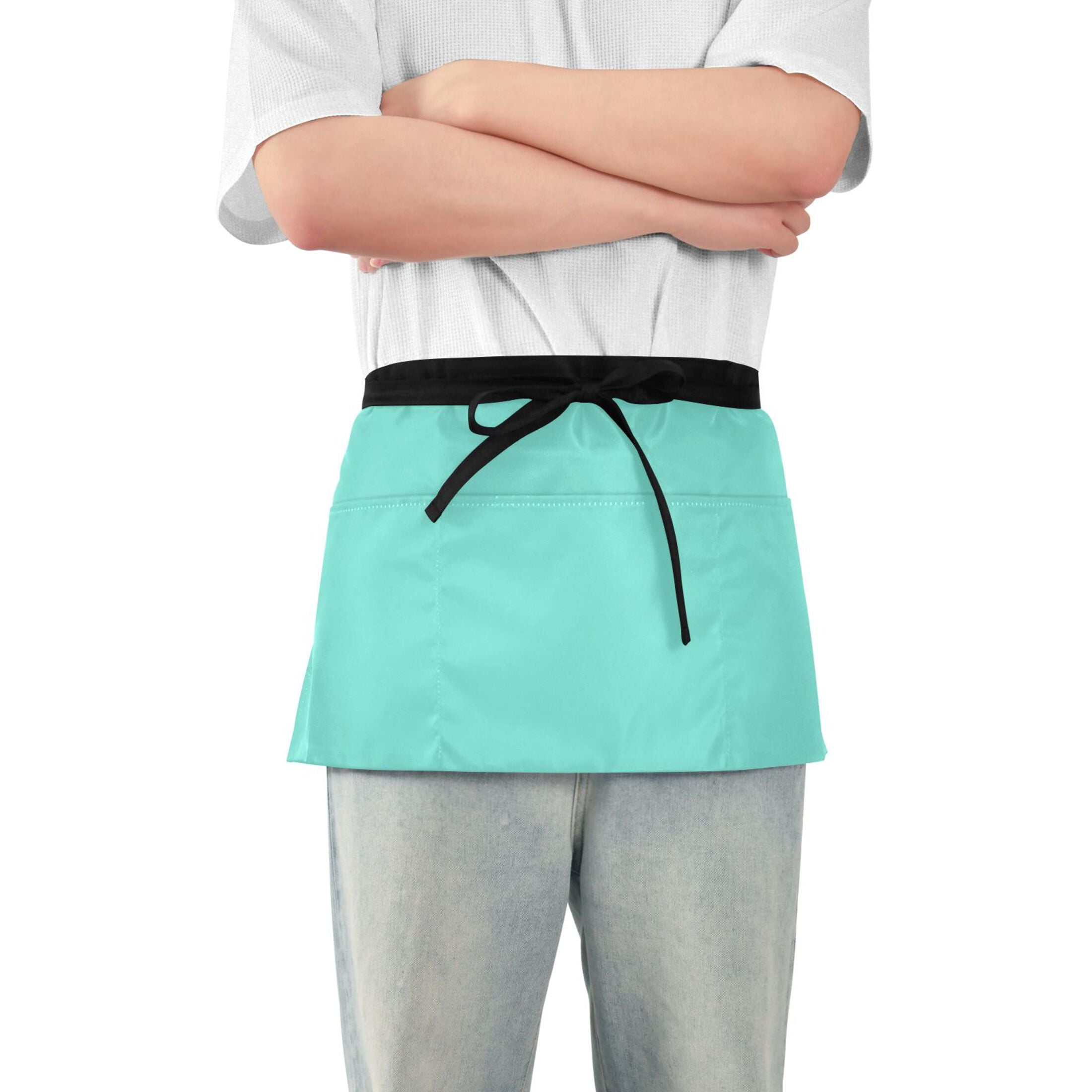 Calamine Blue Server Apron with 3 Pockets Waterproof Waitress Waist ...