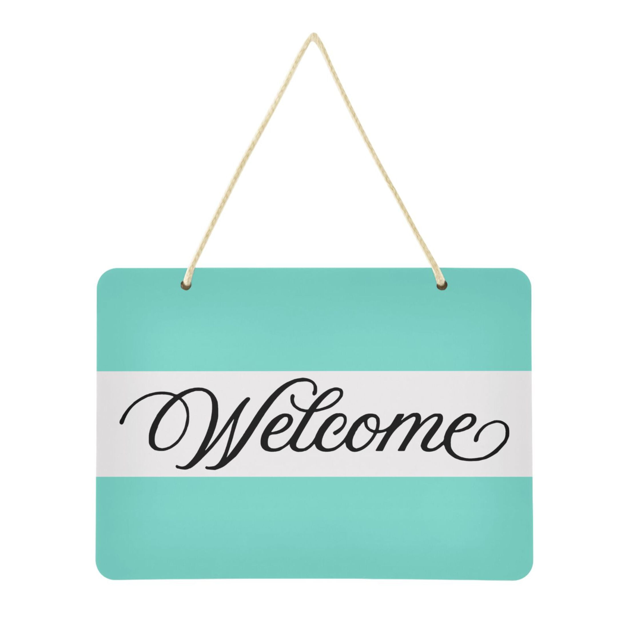 Calamine Blue Welcome Sign Front Door PVC 14x10 inch Hanger Hello Sign ...