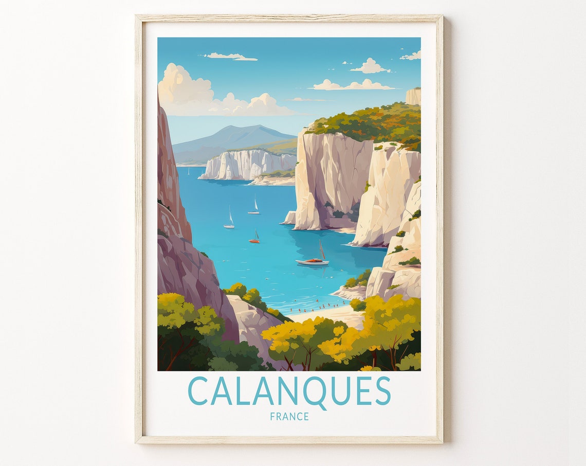 Calanques France Coastal Travel Print, Calanques French Riviera Travel ...