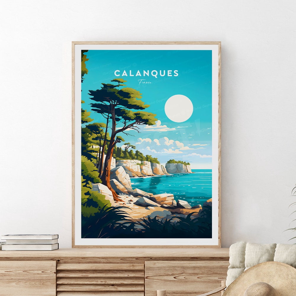 Calanques Traditional Travel Print - France, Calanques Poster ...