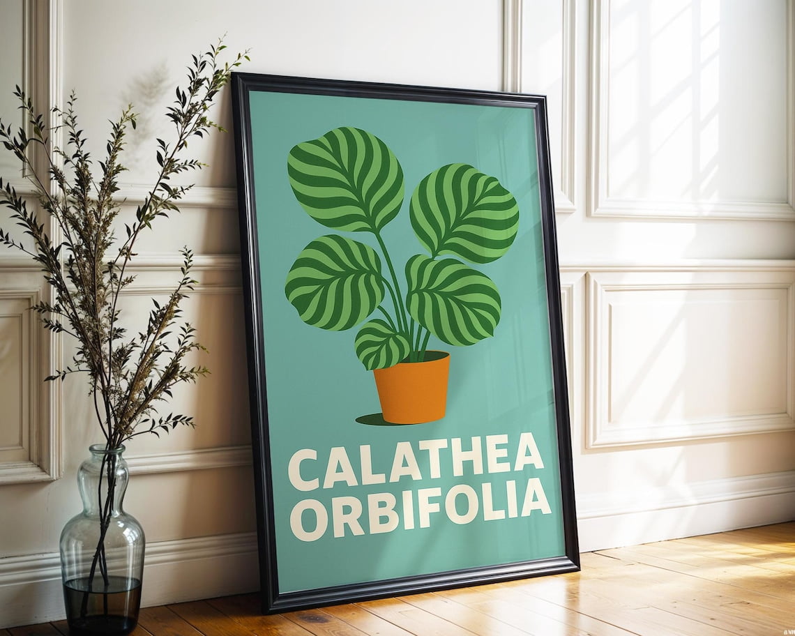 Calathea Orbifolia Vintage Botanical Teal Poster Unframed Paper Print ...