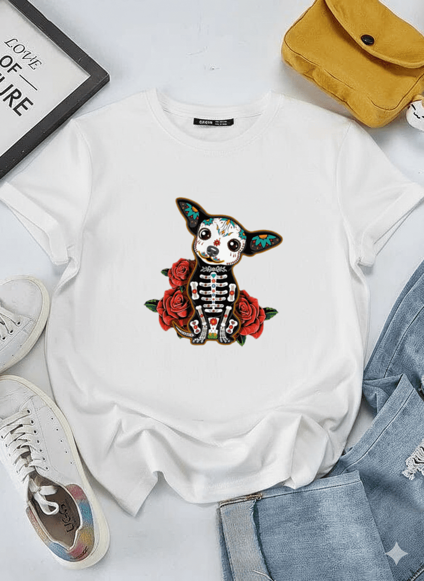 Calavera Chihuahua Cute Mexican Folk Dia De Los Muertos Tee Unisex T ...