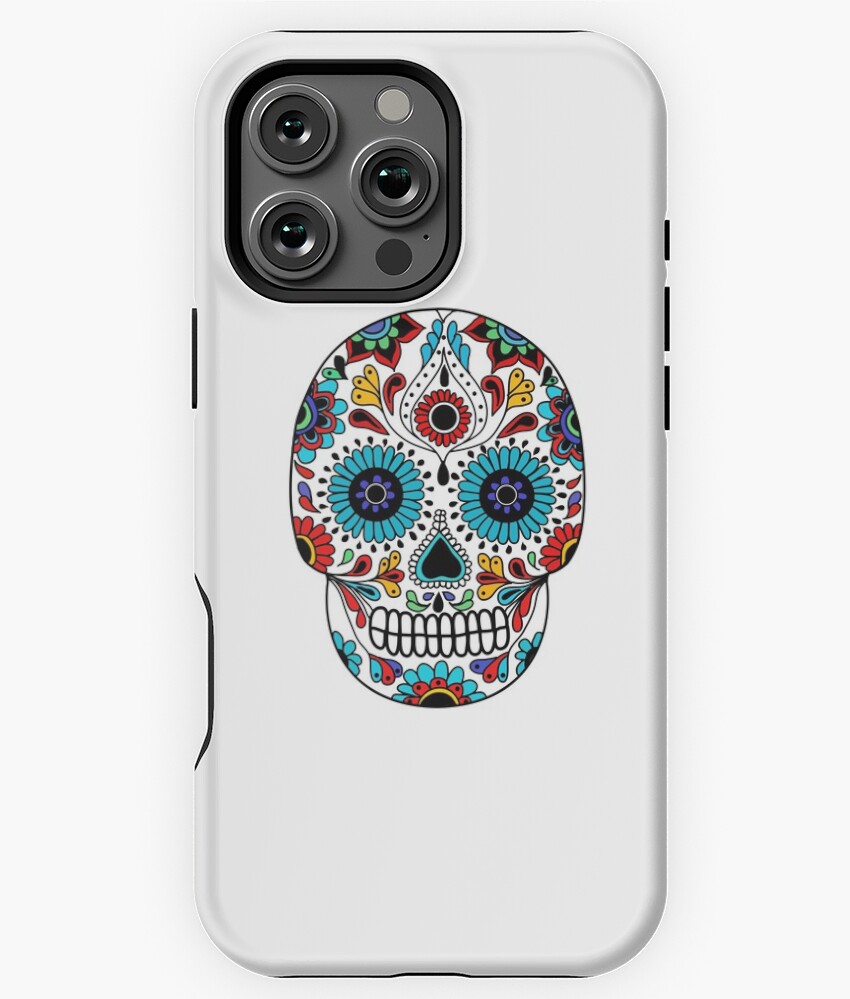 Calavera Day of The Dead Skeleton Head Art Phone Case for iPhone 16 15 ...