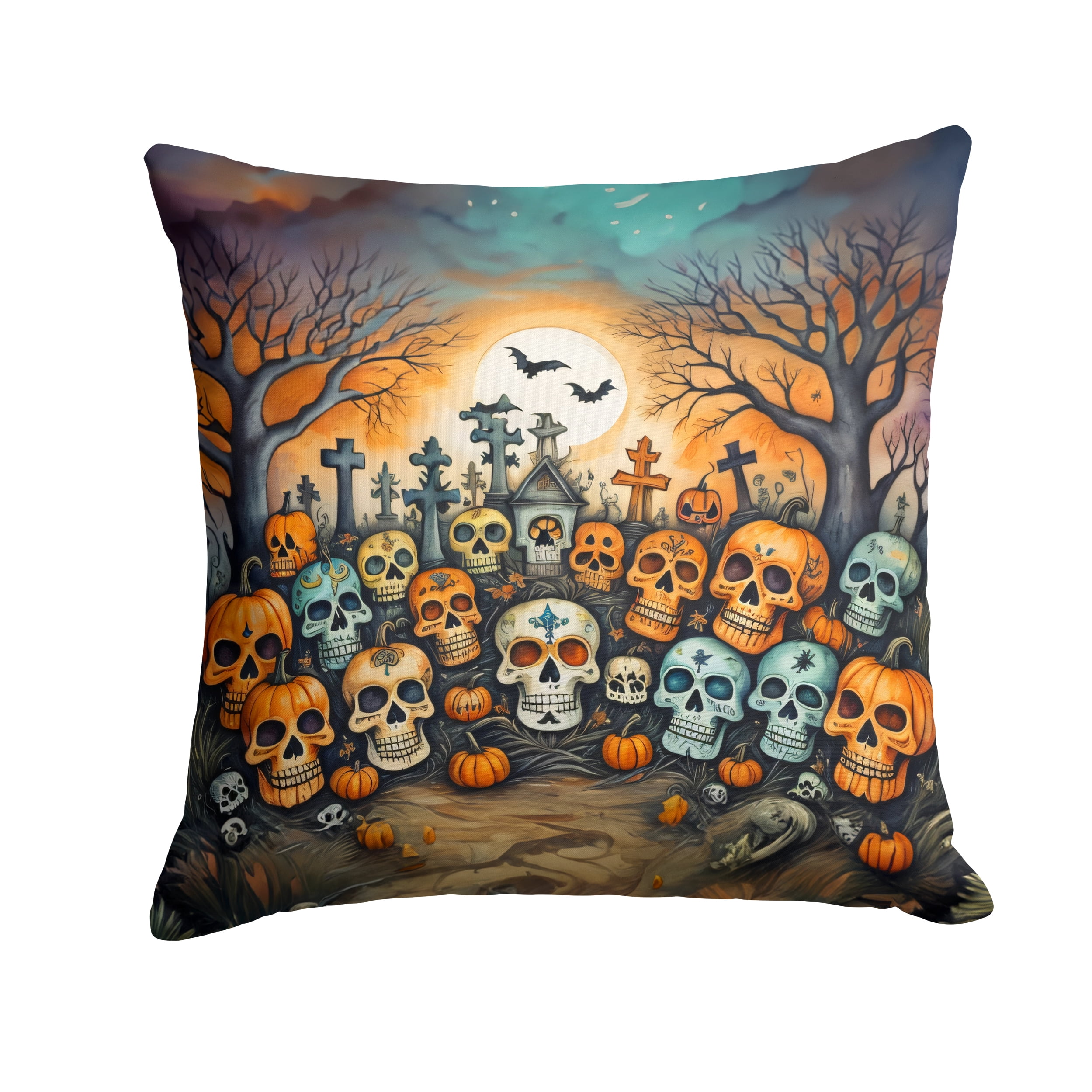Calaveras Sugar Skulls Spooky Halloween Fabric Decorative Pillow 18 in ...