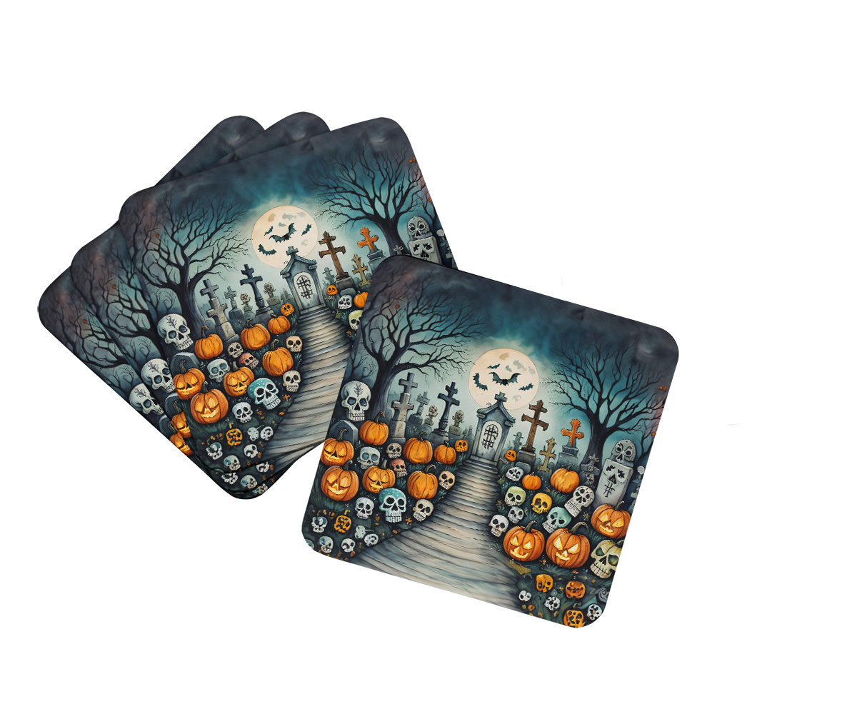 Calaveras Sugar Skulls Spooky Halloween Foam Coaster Set of 4 3.5 in x 3.5 in - Walmart.com
