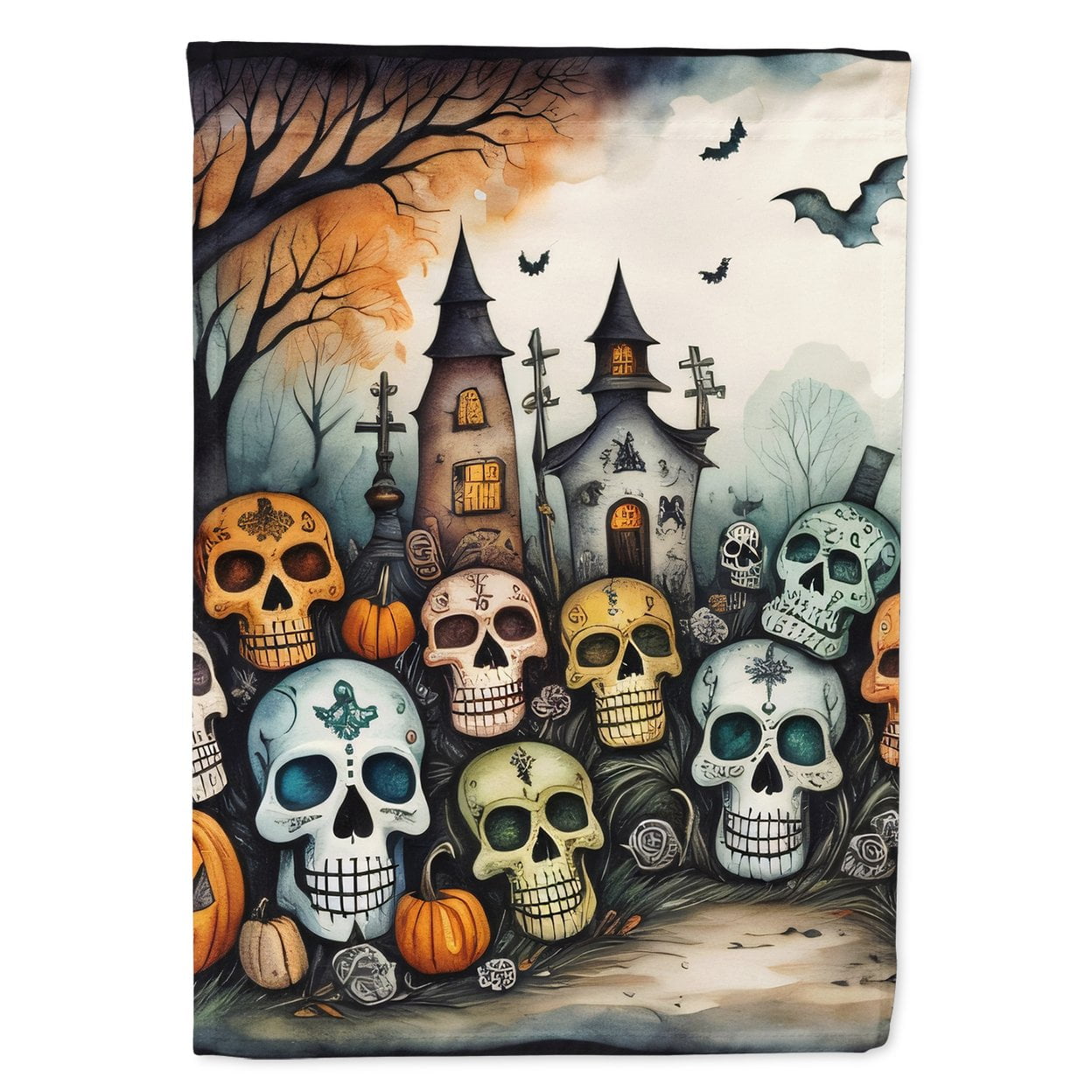 Calaveras Sugar Skulls Spooky Halloween House Flag - Walmart.com