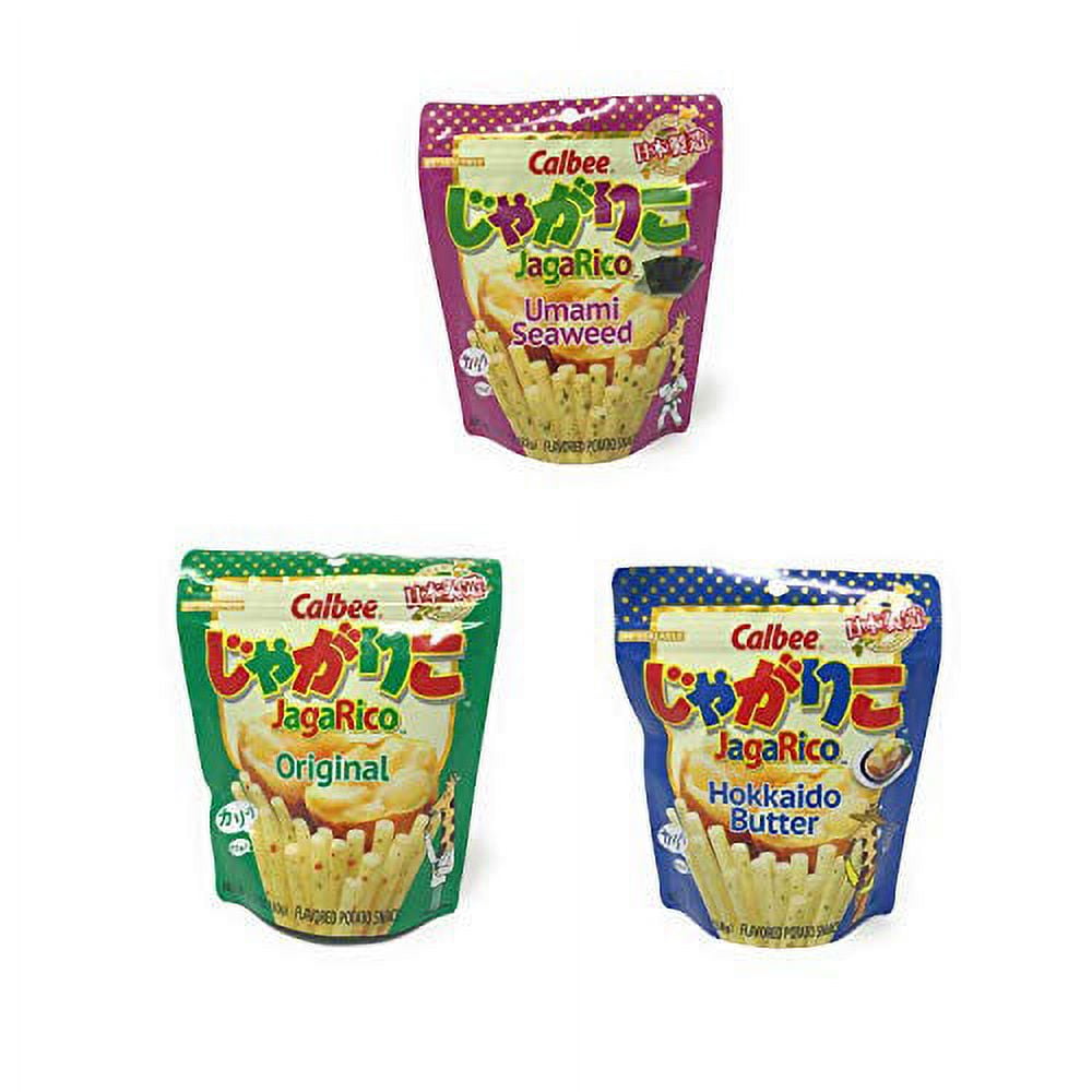 Calbee JagaRico Potato Sticks: Umami Seaweed, Hokkaido Butter and Original, 1 Pack of each ...