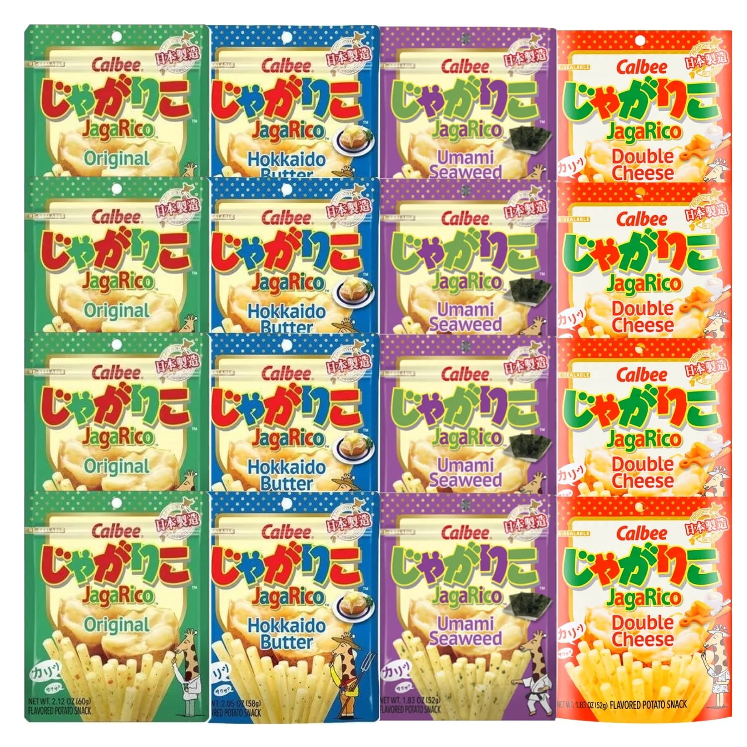 Calbee Jagarico Umami Seaweed Potato, Original Salad, Hokkaido Butter ...