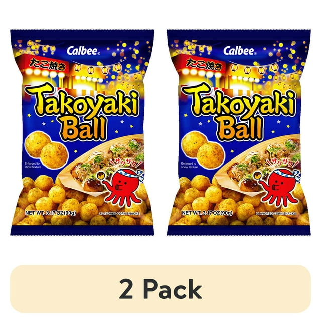 (2 pack) Calbee Takoyaki Ball Flavored Corn Puffs Japanese-Style BBQ Sauce 3.17oz - Walmart.com
