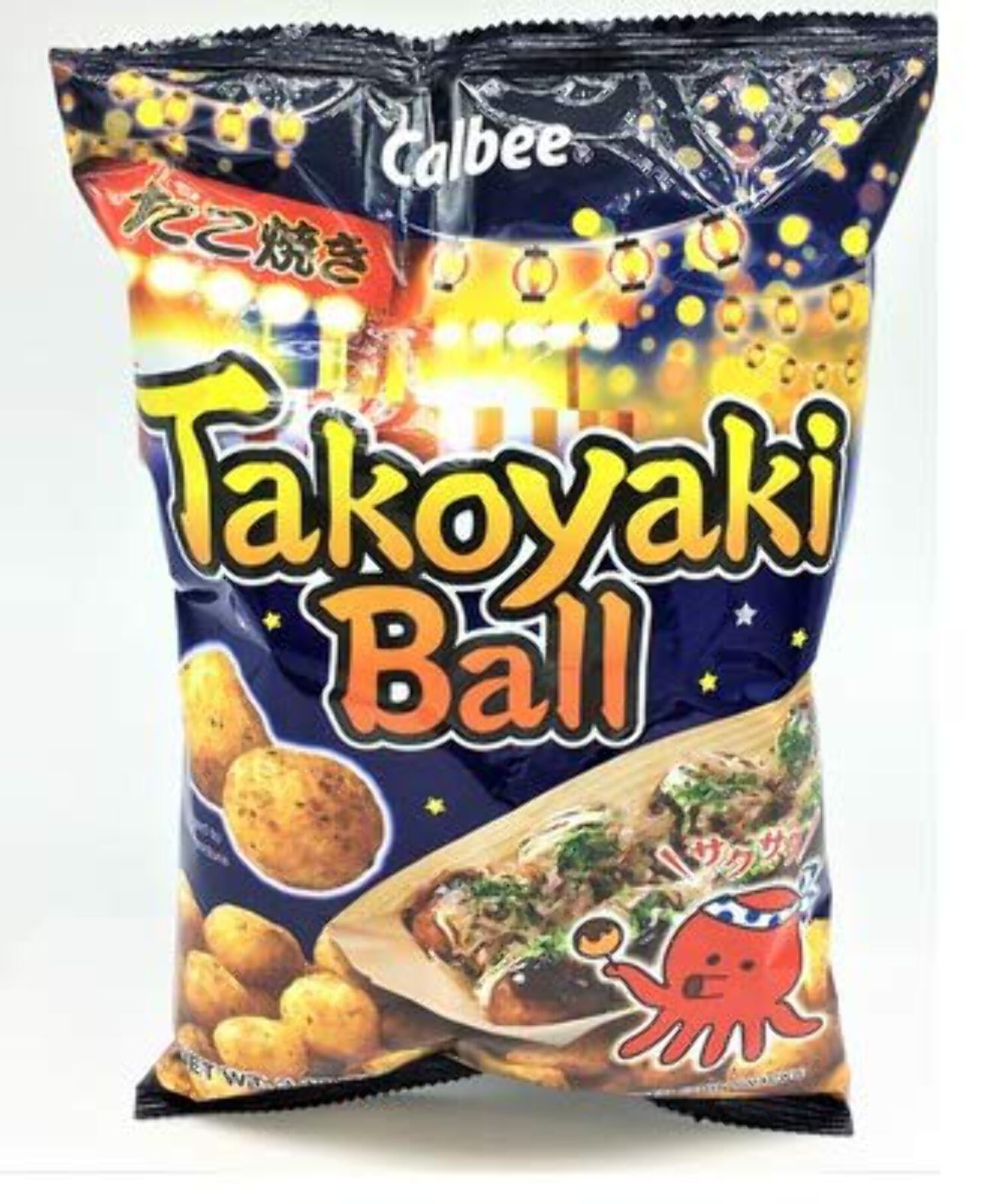 Calbee Takoyaki Ball, octopus balls Flavor Corn Snacks 3.17oz, Pack of ...