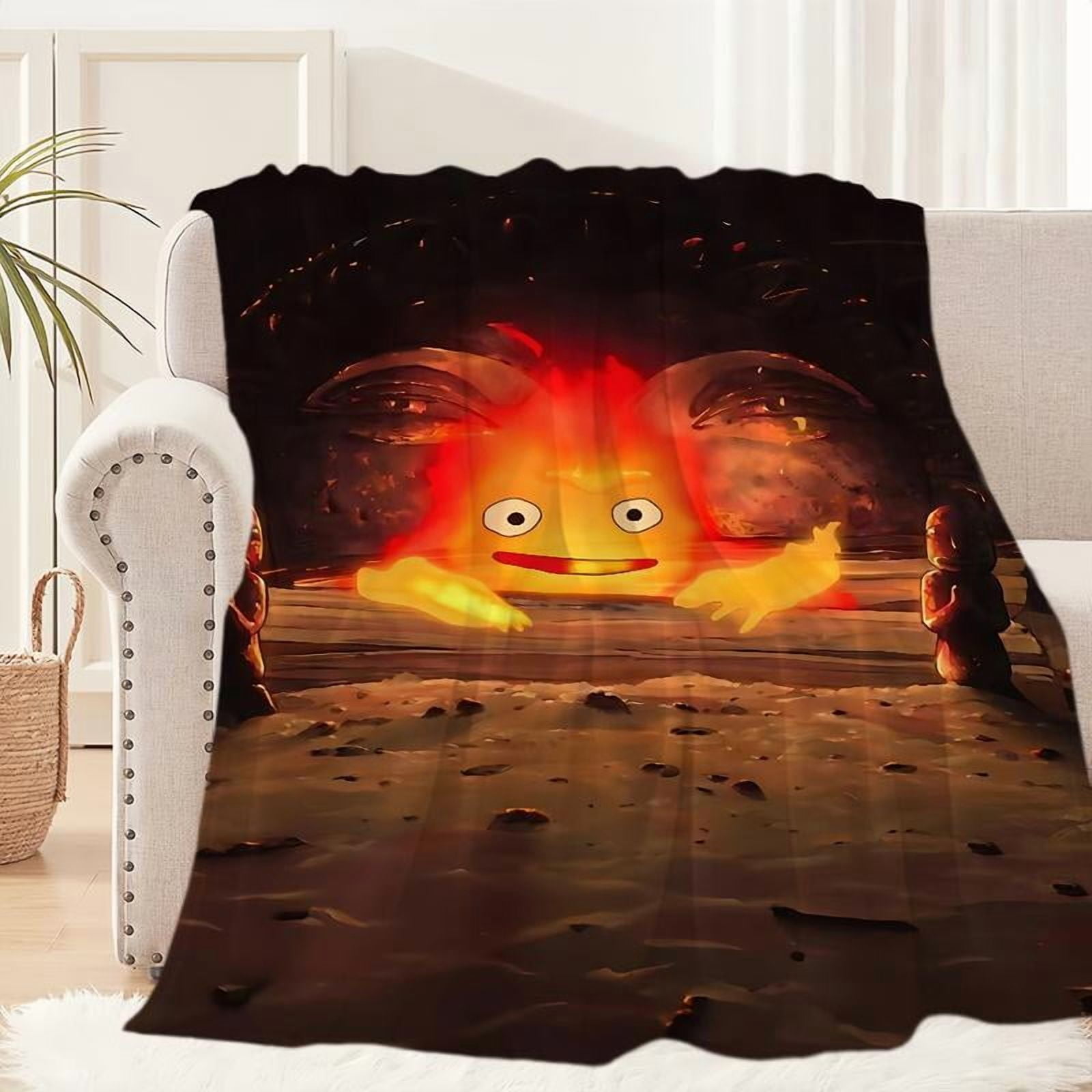 Calcifer H-Howls M-Moving C-Castle Anime Blanket Blanket for Couch Sofa ...