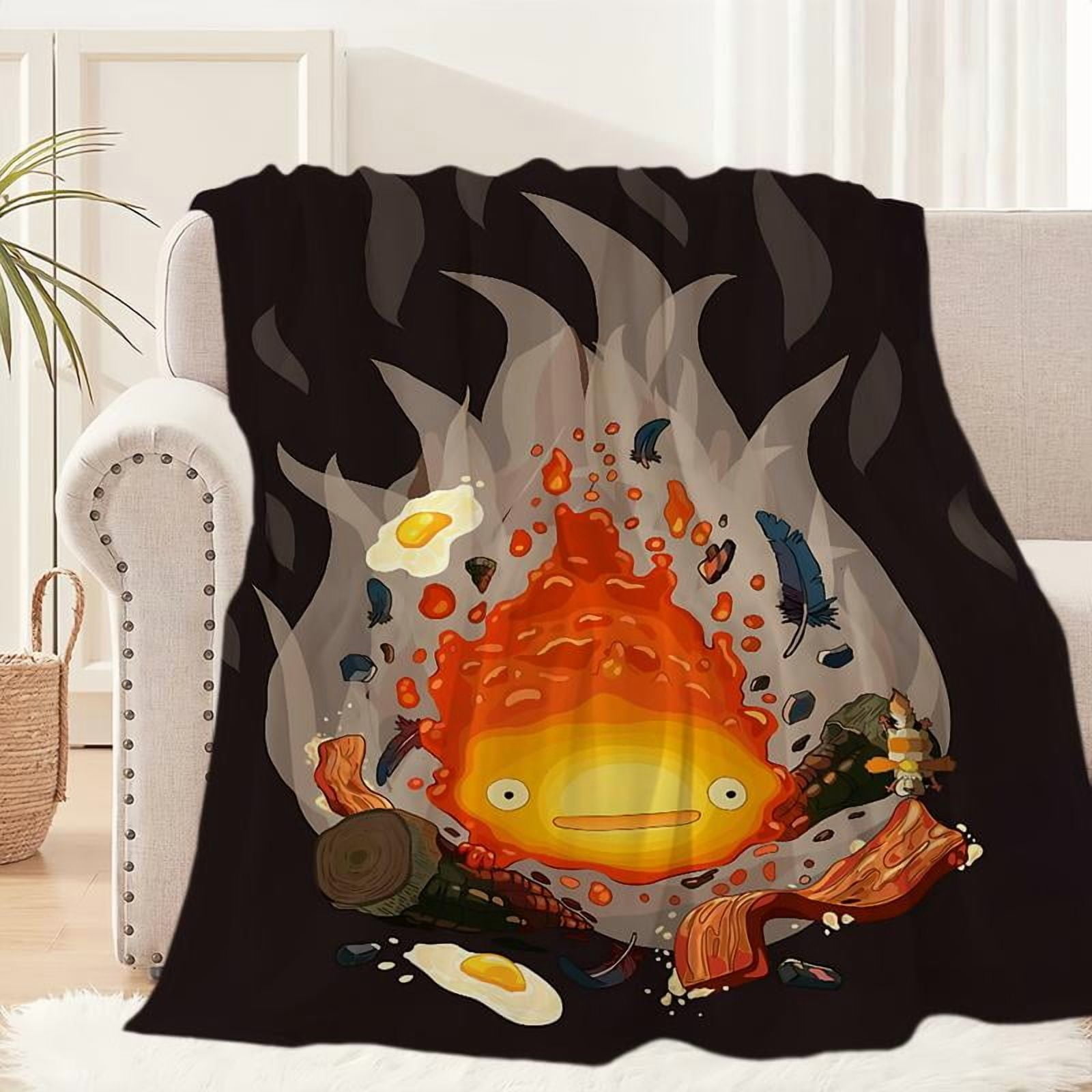 Calcifer H-Howls M-Moving C-Castle Anime Blanket Blanket for Couch Sofa ...