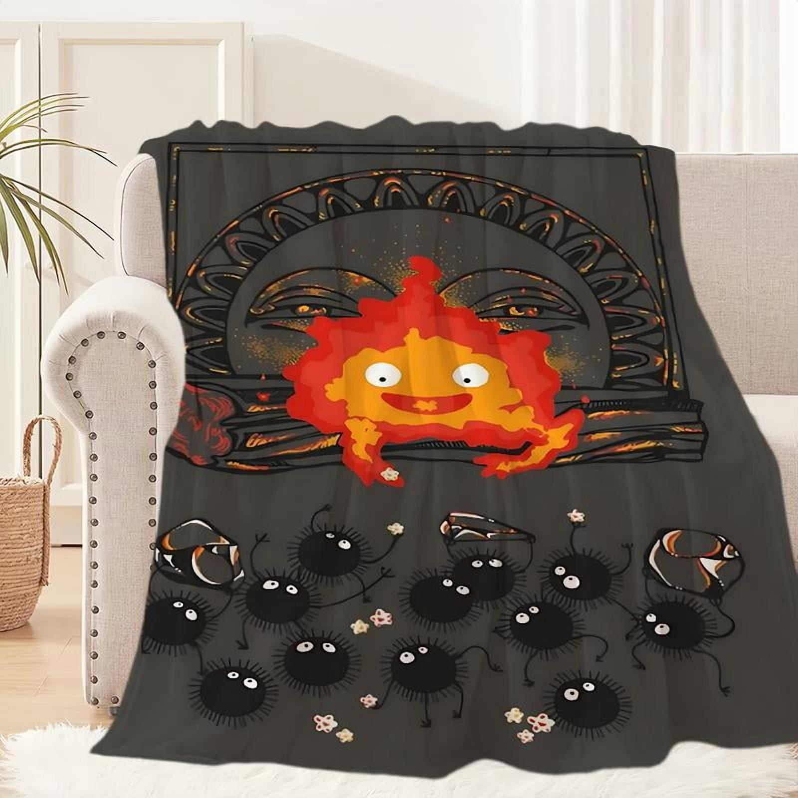 Calcifer H-Howls M-Moving C-Castle Anime Blanket Blanket for Couch Sofa ...