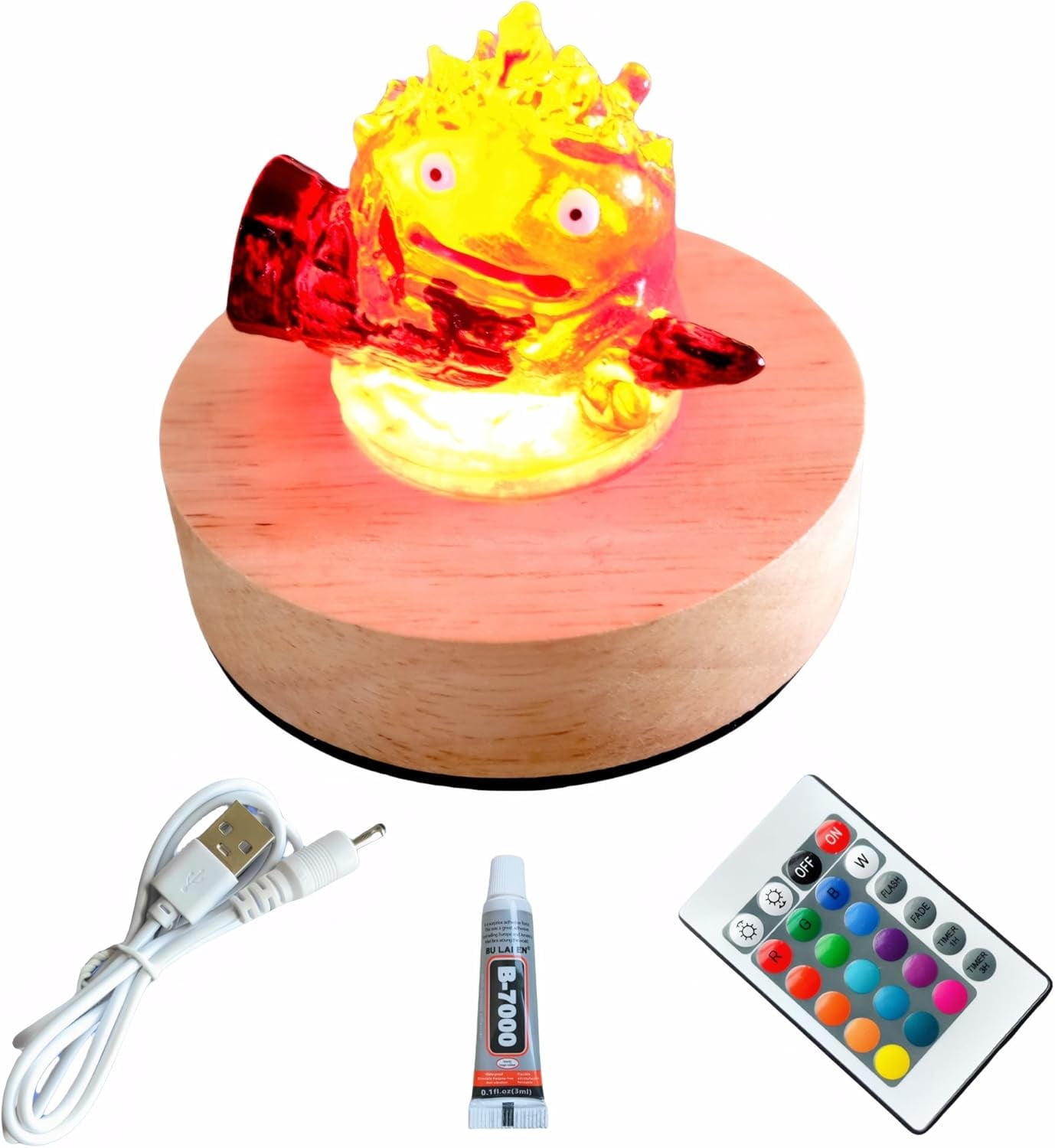 Calcifer Night Light with Remote Control - Multi-Color Adjustable LED ...