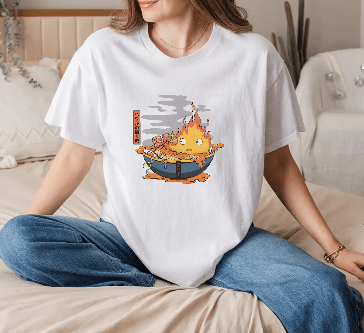 Calcifer Ramen Howl’s Moving Castle Fire Demon Japanese Anime Unisex T ...