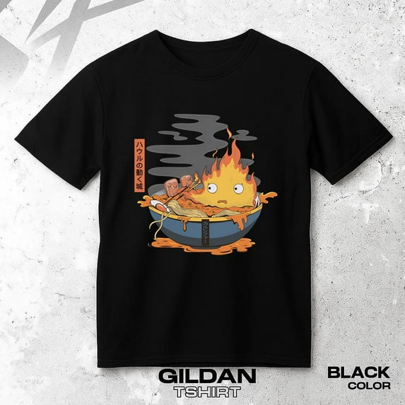 Calcifer Ramen Howls Moving Castle Fire Demon Japanese Food Unisex T ...